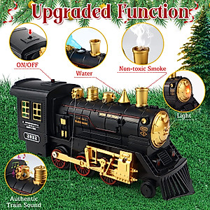 Train Set for Boys Girls - Electric Toy Train Including Passenger Coach with Lights, Steam Locomotive with Realistic Sounds & Headlight, Coal Car - Christmas Train Sets Under The Tree, Gift for Kids