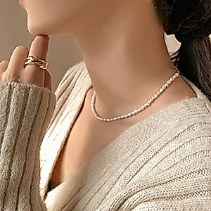 VIEWLAP Shell Pearl Necklace Simple Baroque Irregular Pearl Choker Necklaces Gold Chain Barbie Necklace Faux Chokers Hypoallergenic Collares For Women Girls