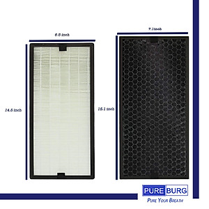 PUREBURG Replacement True HEPA Filter Kit Compatible with Rowenta INTENSE PURE Air Purifiers PU40XX Series PU4010 PU4015 PU4020 PU4025 Part # XD6074U0 XD6075 XD6070 XD6060 XD6065