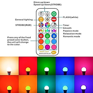 ILC LED Light Bulb 85W Equivalent, Color Changing Light Bulbs 2700K Warm White, Remote Control RGB 6 Modes, Timing, Sync, Dimmable E26 Screw Base (2 Pack)