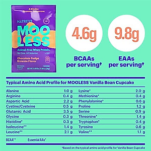 Natreve MOOLESS Animal Free Whey Protein Powder - 20g Lactose Free, Protein Powder with Amino Acids - Fudge Brownie, 10 Servings