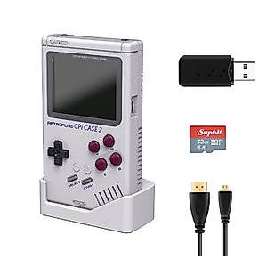 Retroflag GPi 2 CASE for Raspberry Pi Compute Module 4(CM4) with Charger dockable, 32G SD Card(with RecalBox System), Card Reader, HDMI Cable, Safe Shutdown funtion,4000mAH battery