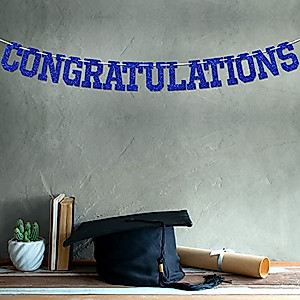 Blue Glitter Congratulations Banner, Achievement Celebrations, Graduation/Wedding/Retirement/Bridal Shower Party Decorations 2023