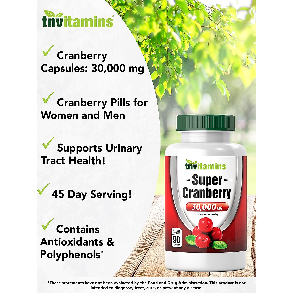 Cranberry Pills for Women & Men (30,000 MG x 90 Capsules) | Supports Urinary Tract Health* | Cranberry Concentrate Supplement | Bladder & Kidney Support* | Supports Women's Health* | Antioxidants