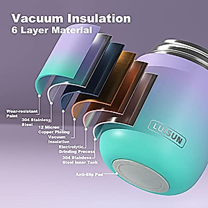 17 Oz Insulated Food Thermos Soup Thermos for Hot Food Kids Adults, 304 Stainless Steel Lunch Box Food Container with Folding Spoon, Vacuum Insulated Portable for School, Office, Outdoor (Purple)