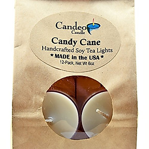 Candy Cane, Holiday Scented Soy Tealights, 12 Pack Clear Cup Candles, Christmas Candles