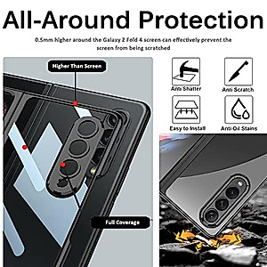 Miimall Compatible for Samsung Galaxy Z Fold 4 Case with Built-in Screen Protector, Hard PC Slim Thin Shockproof Heat Dissipation Shell Anti-Scratch Case Protector Bumper for Z Fold 4 5G 2022(Black)