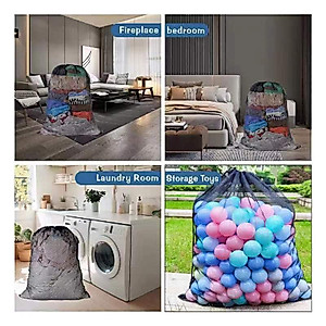 2 Pack Large Mesh Laundry Bag, Heavy Duty Mesh Laundry Bags Drawstring Lockable, 27×36inch Black Laundry Hamper Liner, Machine Washable, for Ball Storage, Travel, Toys, Sports Factories, Dorms