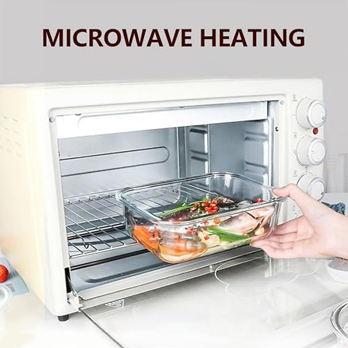 ATRDTO 6 Pieces Rectangle Glass Food Storage Containers with Lids, Meal Prep Containers for Food Storage, BPA Free & Leak Proof (3 lids & 3 Containers) 13.9oz, 24oz, 35oz (Pink)