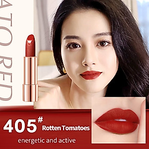 3 Colors Matte Lipstick Set Lip Stick with Orange Chain Bag Package Velvet Lip stick Set Waterproof Non-Stick Cup Long Lasting Retractable Red Lipstick Set 3.5gx3 Pcs
