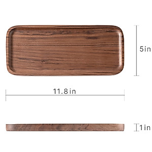 Insunen Walnut Serving Tray Platter Rectangle, Natural Wood Trays for Food BBQ Party Buffet Dessert Appetizer, Small Wooden Trays for Fruits Cookie Bread (11.8X5in)