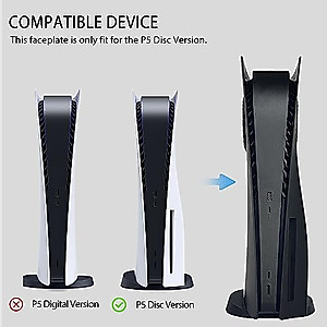 Faceplate for PS5 with Cooling Vents and Dust Filter DOBEWINGDELOU Face Plate Console Cover Replacement Side Plate Shell for PS5 Disc Edition Dustproof Accessories ABS Case Black