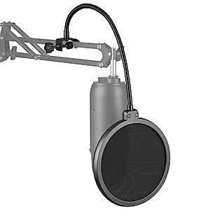 Geekria for Creators Mic Pop Filter Compatible with Blue Yeti, Yeti X, Yeti Pro, Yeti Nano, Snowball ICE, Snowball, Microphone Filter Shield, Wind Pop Screen, Antipop Mask with C-Clamp
