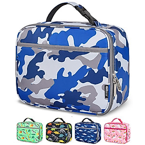 HOMESPON Kids Lunch Box Insulated Prints Lunch Bag Water-Resistant Cooler Bags Back to School Thermal Meal Tote Zippered Pockets Ideal for Children
