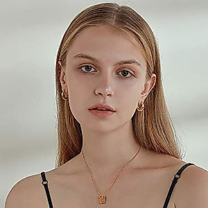 Chunky Gold Hoop Earrings 14K Gold Plated 925 Sterling Silver Post Thick Tube Hoops for Women And Girls(5-50Yellow)