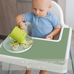 High Chair Placemat for IKEA Antilop Baby High Chair, Silicone Placemats, High Chair Tray Finger Foods Placemat for Boys and Girls, Babies, Toddlers (Sage)