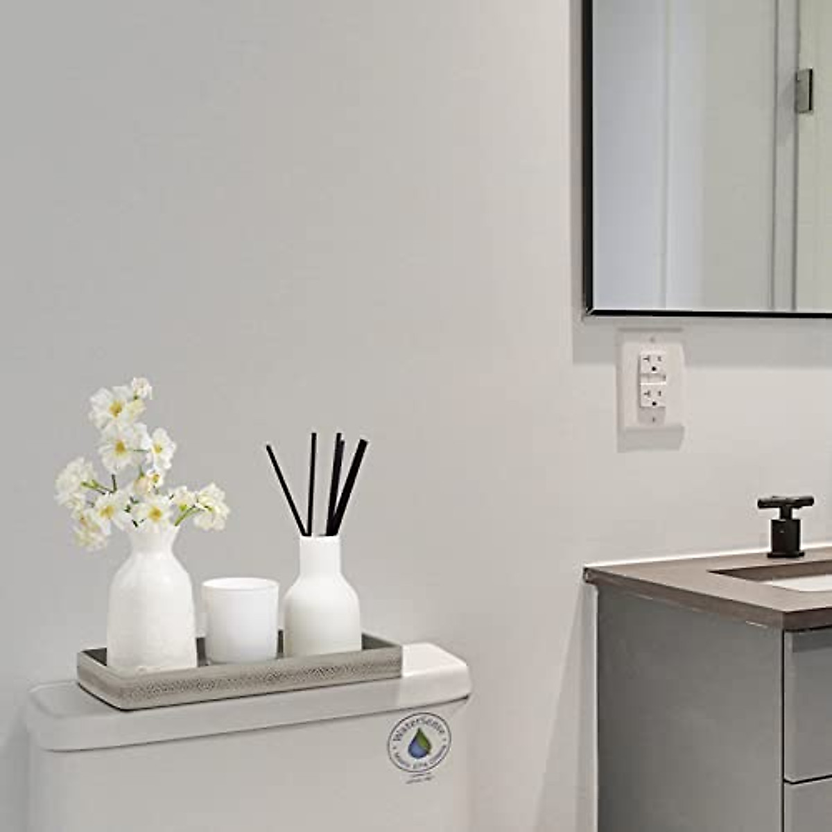 Concrete Tray, Bathroom Trays for Counter, Stone Tray, Cement Tray, Vanity Trays for Bathroom and Home Decor, 11L x 4.9W x 1.1H inches