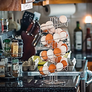 Trademark Innovations Stainless Steel Silver Non Slip Spiral Egg Display Dispenser Rack