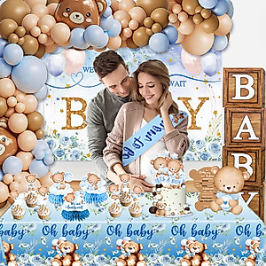 Cocomigo 187pcs We Can Bearly Wait Baby Shower Decorations Teddy Bear Baby Shower Decorations We Can Bearly Wait Balloon Arch Kit Its A Boy Baby Shower Decorations for Baby Shower Themes Party