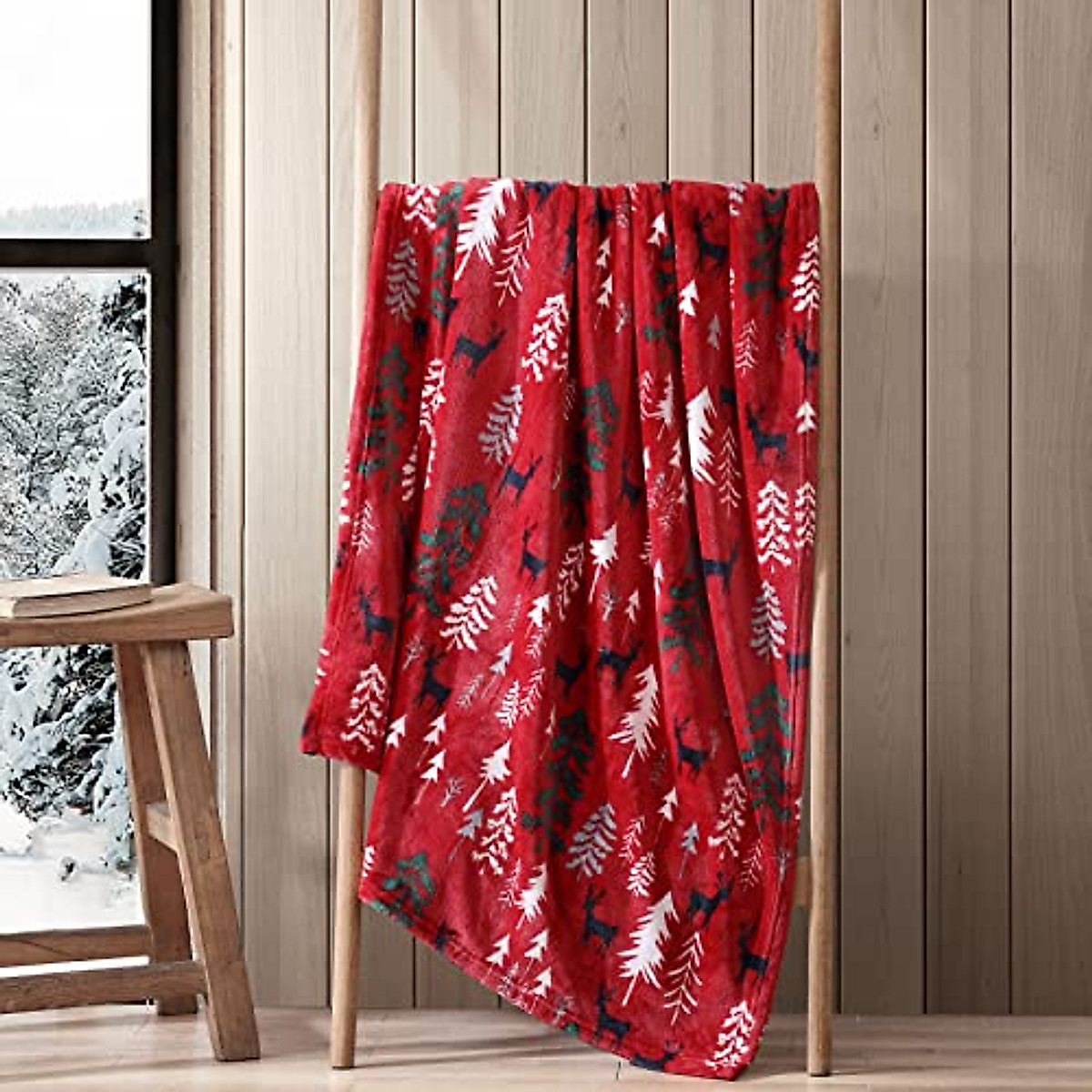 Eddie Bauer - Throw Blanket, Ultra Soft Plush Home Décor, All Season Bedding (Deer Woods Red, 50 x 60)
