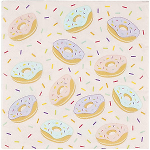 Juvale 144 Piece Donut Grow Up Party Supplies - Serves 24 Sprinkle Paper Plates, Napkins, Cups and Cutlery for Two Sweet Birthday Decorations