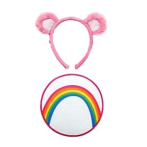 Fun Costumes Cheer Bear Care Bears Ears & Patch Accessory Kit - Faux Fur Ears with Iron-On Patch, Officially Licensed