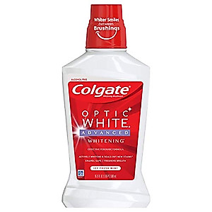 Colgate Optic White Whitening Mouthwash, Fresh Mint - 500mL, 16.9 fluid ounce
