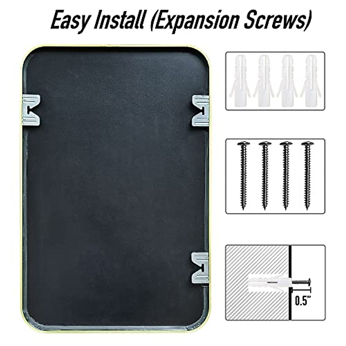 SCWF-GZ 20x30 Square Mirror Full Length Wall Mounted Hanging or Against Wall Metal Frame Dressing Make-up Mirrors for Entryway Bedroom Bathroom Living Room 20 30 inch Black