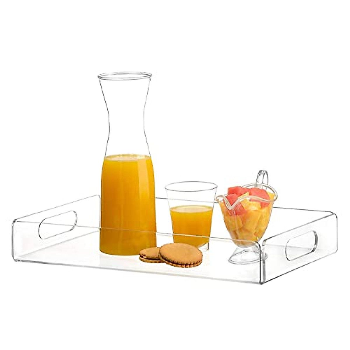 Acrylic Tray Tea Tray and Coffee Table Tray Breakfast Tray Clear Acrylic Serving Tray with Handles
