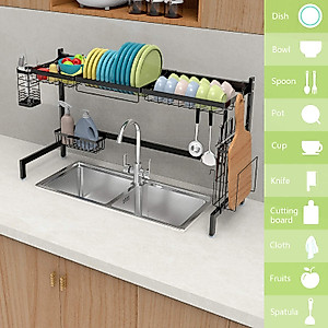Shop Again Over The Sink Dish Drying Rack,Drainer Stainless Steel for Organization Storage Space Saver Utensil Holder Cutting Board Holder Kitchen Counter Storage Rack,16.5 x11.8 x7in