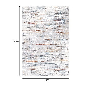 SAFAVIEH Berber Shag Collection Area Rug - 8' x 10', Blue Rust & Ivory, Modern Abstract Design, Non-Shedding & Easy Care, 1.25-inch Thick Ideal for High Traffic Areas in Living Room, Bedroom (BER577A)