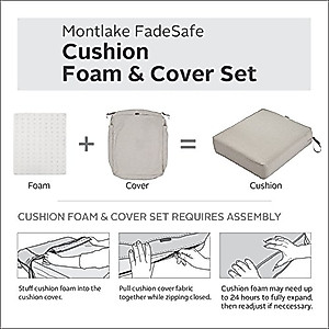 Classic Accessories Montlake FadeSafe Water-Resistant 18 Dia x 2 Inch Patio Dining Seat Cushion, Heather Grey
