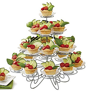 Resulzon Cupcake Stand, 4 Tier 23pcs Cup Holder Reusable Cake Dessert Tower Tree for Family Events or Parties