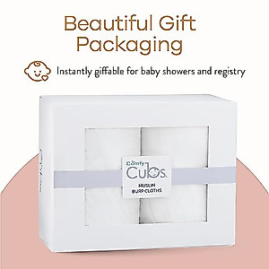 Comfy Cubs Muslin Burp Cloths Large 100% Cotton Hand Washcloths for Babies, Baby Essentials 6 Layers Extra Absorbent and Soft Boys & Girls Baby Rags for Newborn Registry (White, 10-Pack, 20" X10")