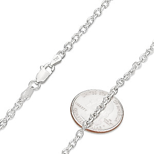 3mm Solid .925 Sterling Silver Oval Cable Draw Flat Cable Chain Necklace, 30 inches