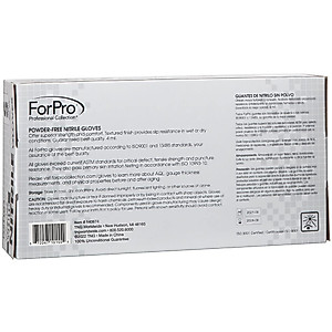 ForPro Professional Collection Disposable Nitrile Gloves, Chemical Resistant, Powder-Free, Latex-Free, Non-Sterile, Food Safe, 4 Mil, White, X-Small, 100-Count