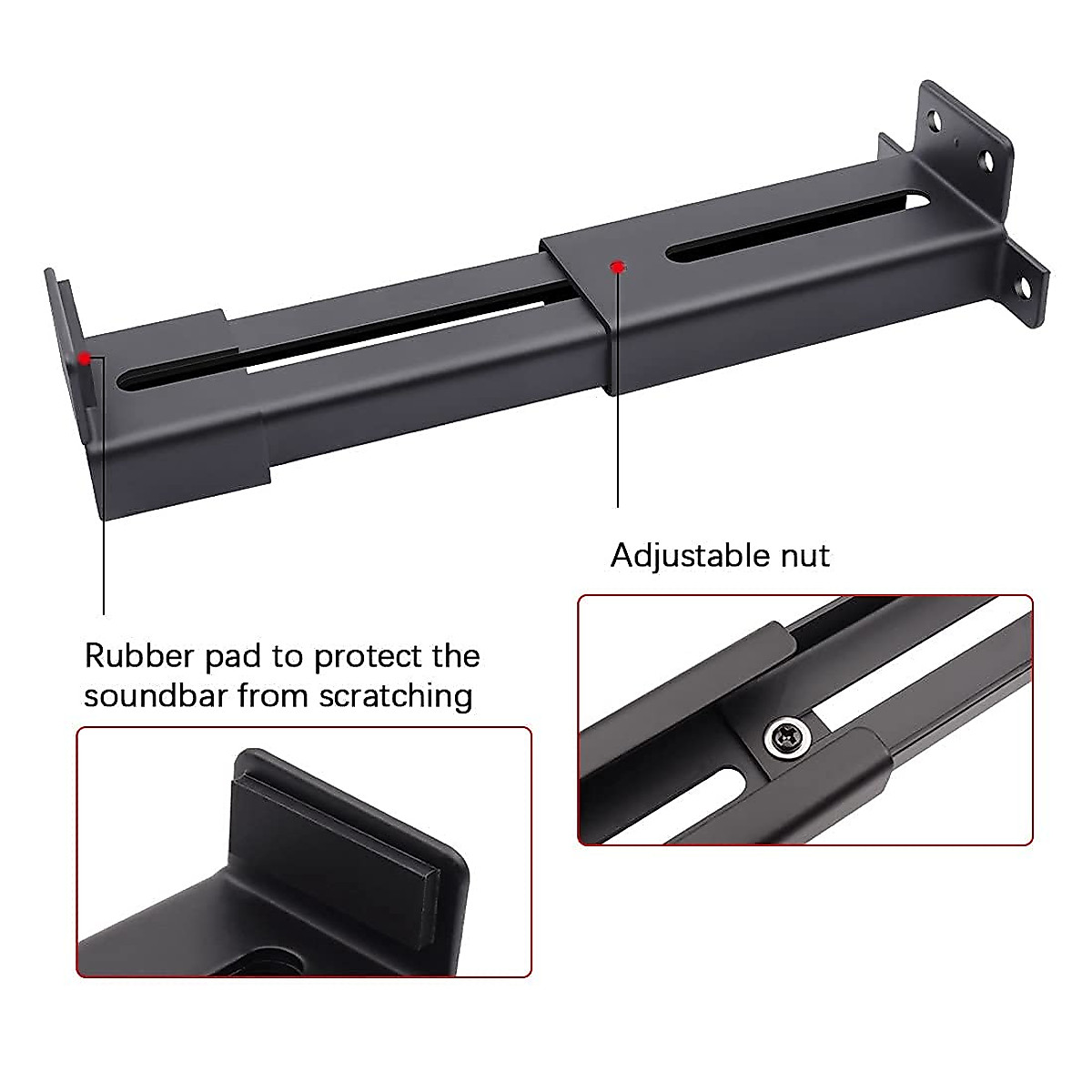 Adjustable Universal Soundbar Mount for Most Sound bar - for Samsung, Vizio, Bose, Roku, JBL, LG, Sony, Onn, Polk, Sonos,TCL, Yamaha Nakamichi, Soundbar Mounts Mounting Bracket