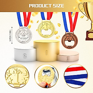 Medal Shaped Flat Bottle Opener Winner Award Metal Wine Beer Opener Gold Silver Copper Medal Olympic Trophy Opener with Neck Ribbon for Bar Bartender Men Kitchen Restaurant Party (9 Pieces)