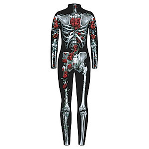 Rose Skeleton Bodysuit Day of the Dead Skull Bone Bodysuit Rose 7-8 Years