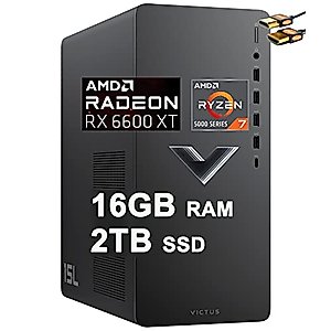 HP Victus 15L Gaming Desktop Computer AMD Octa-Core Ryzen 7 5700G Processor (Beats i7-10700) 16GB RAM 2TB SSD AMD Radeon RX 6600XT 8GB Graphic (>NVIDIA RTX 3060) USB-C DiplayPort Win11 + HDMI Cable