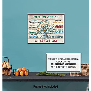 Teamwork Office Wall Art &amp; Decor - Home Office Wall Art - Inspiration Motivational poster - In This Office We Are A Team Saying - Motivational Gift for Boss Manager - Positive Inspirational Quote 8x10