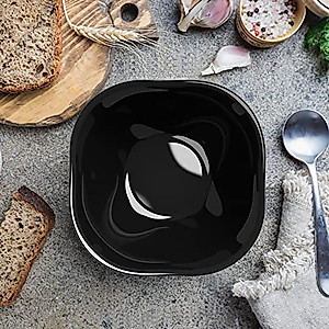 Black Dinnerware Set, MEKY 18-PCS Kitchen Dinner Set Service for 6, Safety for Microwave &Dishwasher,Square Glass Plates,Dishes, Bowls Set