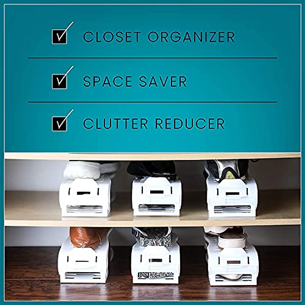 ZCX Space Saving Adjustable Shoes Organizer Rack for Closet Easy Shoe Stacker for Sneakers, Low Heels, High Heels Shoe Racks