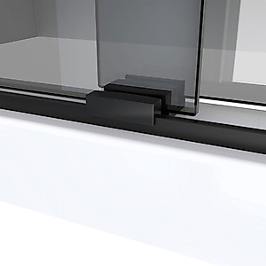 DreamLine Sapphire-V 56-60 in. W x 62 in. H Bypass Tub Door in Matte Black and Gray Glass