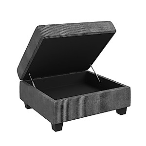 Nolany Storage Ottoman for Sectional Couch, Movable Storage Ottoman for Modular Sectional Sofa, Dark Grey
