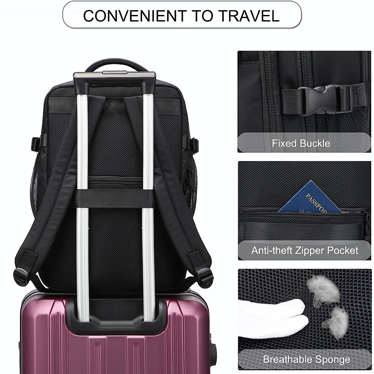 Shaelyka Personal Item Bag for Airlines, 18x14x8 Inches Carry on Luggage, Flight Approved Large Suitcase, 15.6 inches Laptop, Black-gold