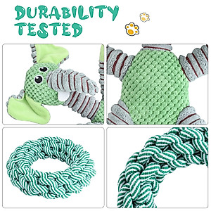 Dog Rope Toys for Large and Medium Aggressive Chewers, Elephant Squeaky Plush Dog Toy, 2 Pack Heavy Duty Dog Rope Toys for Large Breed, Indestructible Dog Chew Toys Tug of War Rope Toy Teeth Cleaning