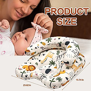 Dad-baby 4-in-1 Baby Lounger,Baby Seat,Tummy Time Pillow&Seated Support, Pillow Support for Newborn and Older Babies,Detachable Support Infant Floor Seat, Newborn Essentials & Baby Registry Search