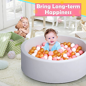 Moncoland Round Foam Kids Ball Pit for Toddlers, Large Baby Ball Pit with Soft Sponge Kids Play Tent Ball Pool, Children Gift Idea for Baby Infant Indoor and Outdoor Game (Gray, No Balls)