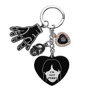 Wednesday Merchandise Keychain Wensday Gifts for BFF Daughter Teen Girls Heart Keychains Birthday Gift